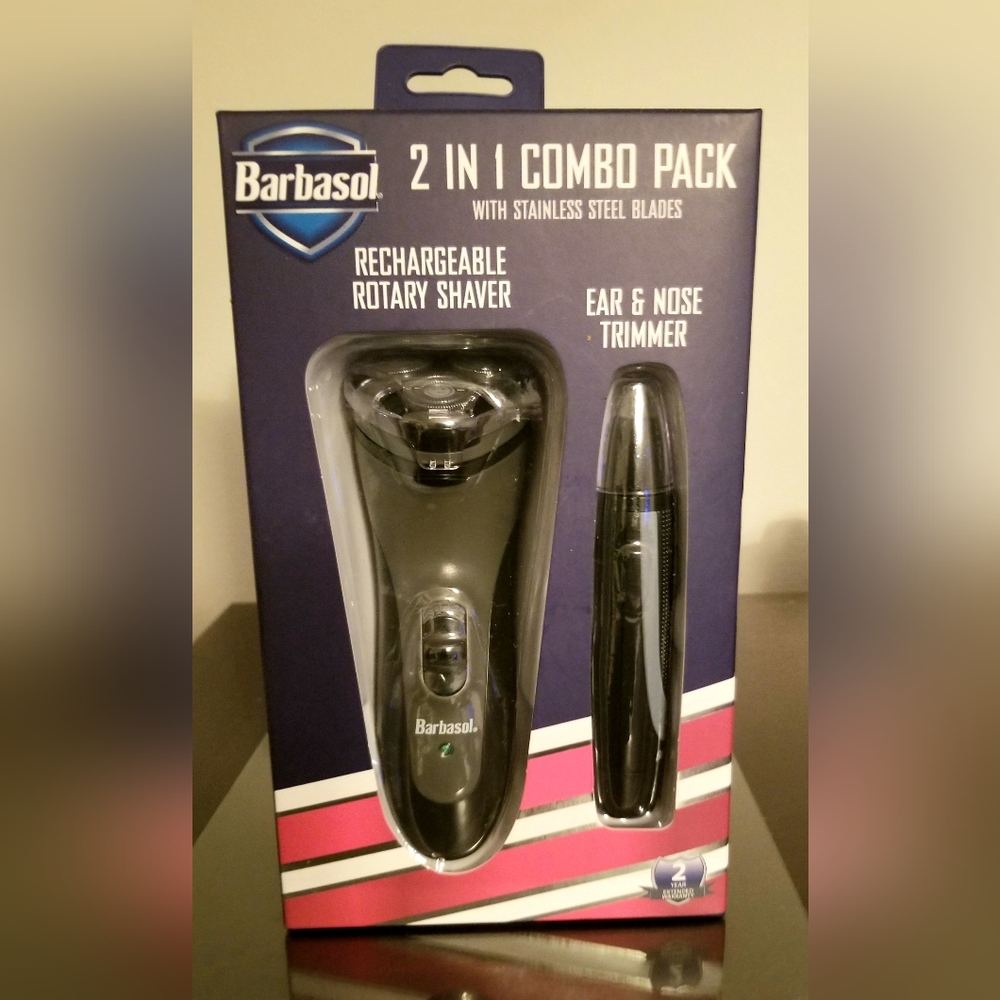 Barbasol 2 In 1 Rechargeable Rotary Shaver And Nose T… - Gem